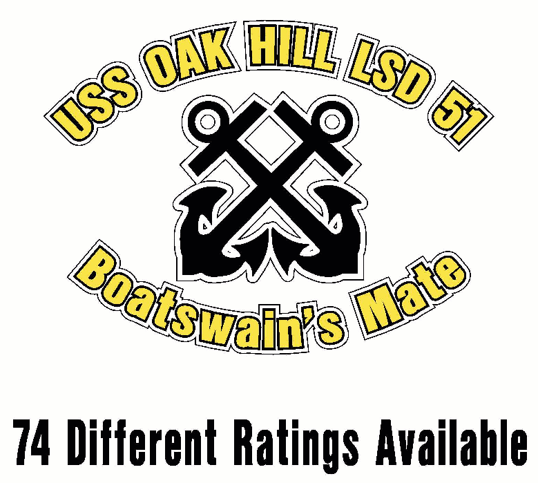 USS OAK HILL LSD 51 Rating Decal 16.5" x 11.5" Car Truck RV Military U