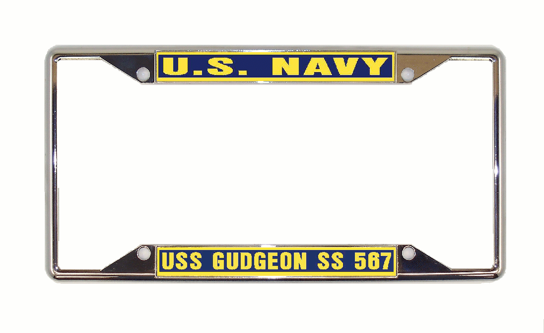 USS GUDGEON SS 567 License Plate Frame All-State Metal Military USN PF