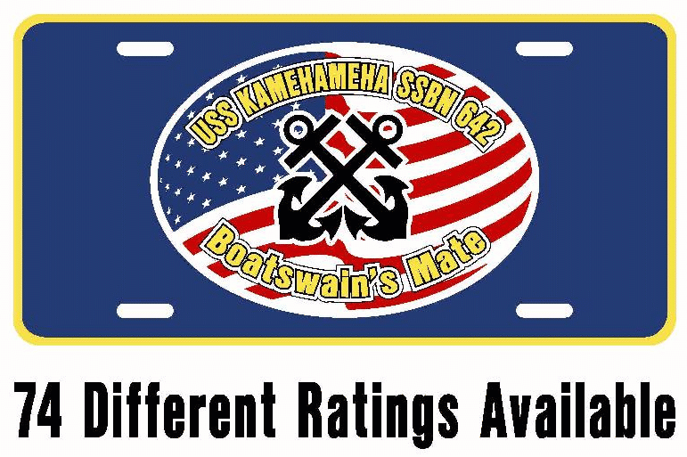 USS KAMEHAMEHA SSBN 642 Aluminum Rating License Plate U.S. Flag Milita