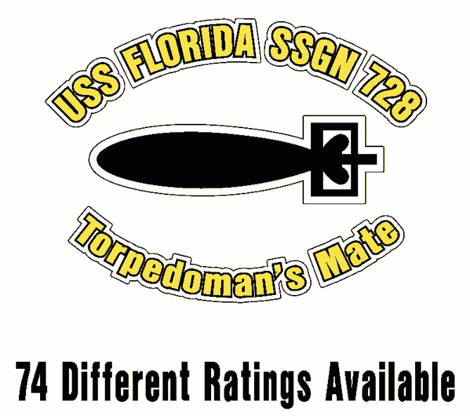 USS FLORIDA SSGN 728 Rating Decal 5" x 3.5" Car Truck RV Military USN