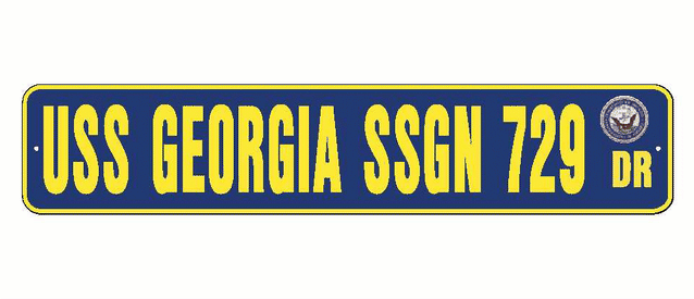 USS GEORGIA SSGN 729 Aluminum Street Sign Navy Blue / Yellow 6" x 30"