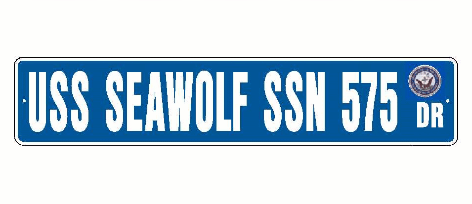 USS SEA WOLF SSN 575 Aluminum Street Sign Blue / White 6" x 30" Milita