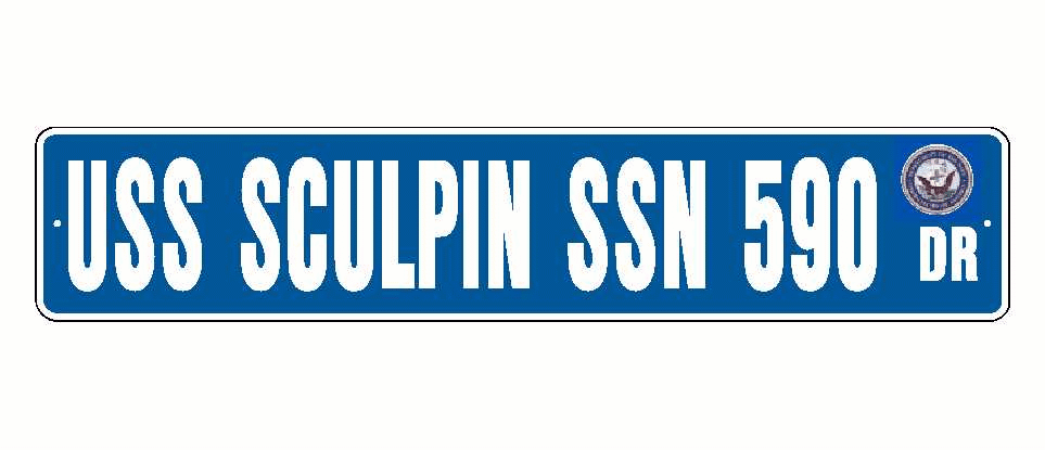 USS SHARK SSN 591 Aluminum Street Sign Blue / White 6" x 30" Military