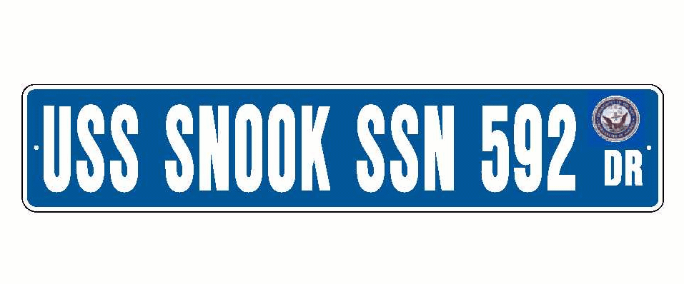 USS SNOOK SSN 592 Aluminum Street Sign Blue / White 6" x 30" Military