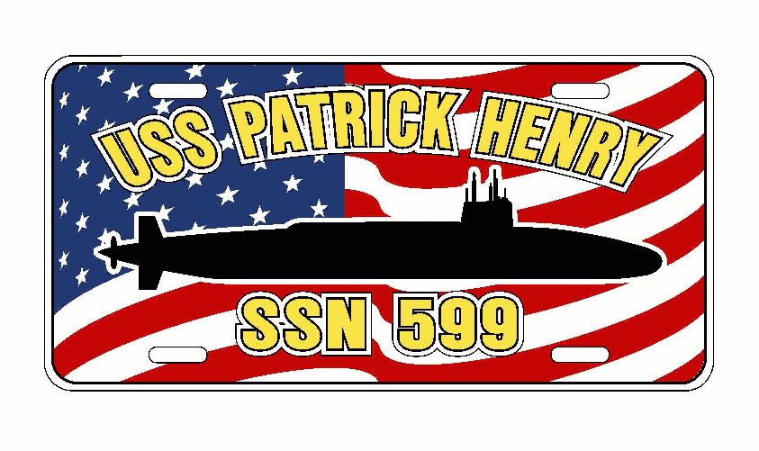USS PATRICK HENRY SSN 599 Aluminum License Plate U.S. Flag Military US