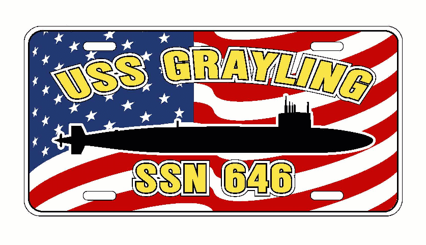 USS GRAYLING SSN 646 Aluminum License Plate U.S. Flag Military USN Car