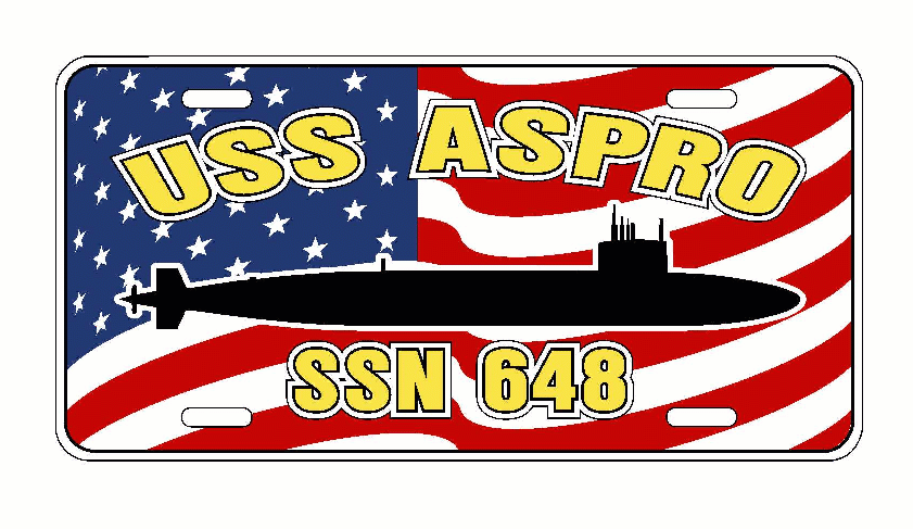 USS ASPRO SSN 648 Aluminum License Plate U.S. Flag Military USN Car Tr