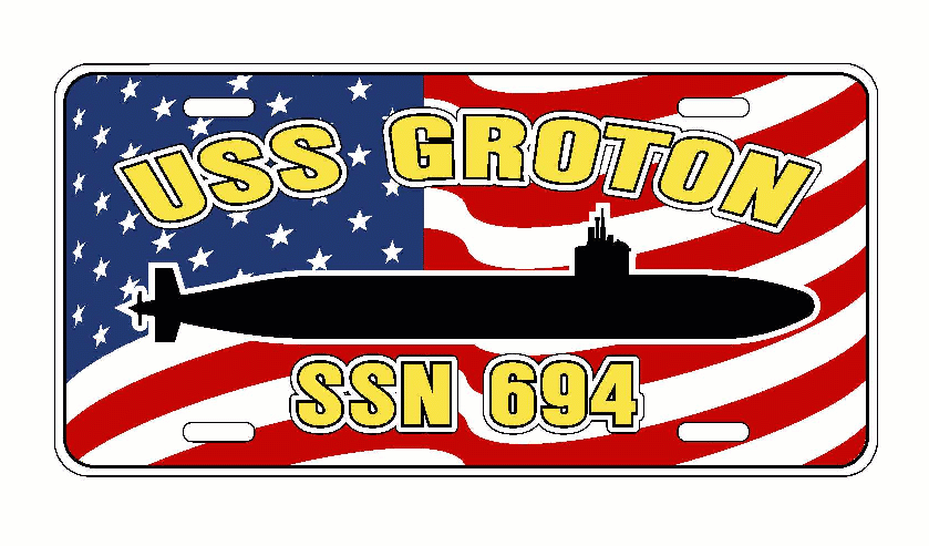 USS GROTON SSN 694 Aluminum License Plate U.S. Flag Military USN Car T