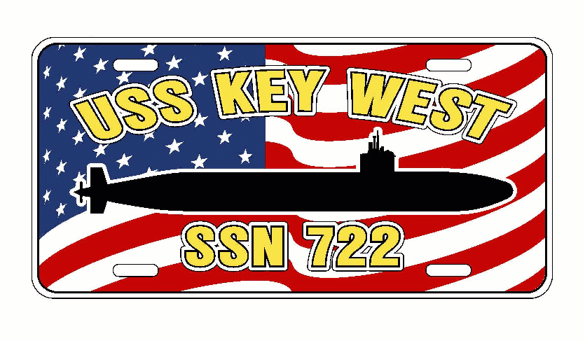 USS KEY WEST SSN 722 Aluminum License Plate U.S. Flag Military USN Car