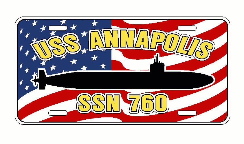 USS ANNAPOLIS SSN 760 Aluminum License Plate U.S. Flag Military USN Ca