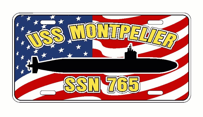 USS MONTPELIER SSN 765 Aluminum License Plate U.S. Flag Military USN C