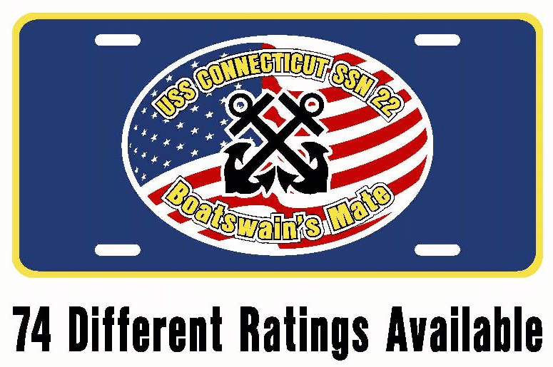 USS CONNECTICUT SSN 22 Aluminum Rating License Plate U.S. Flag Militar