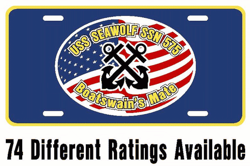 USS SEA WOLF SSN 575 Aluminum Rating License Plate U.S. Flag Military