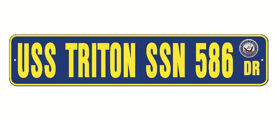 USS TRITON SSN 586 Aluminum Street Sign Navy Blue / Yellow 6" x 30" Mi