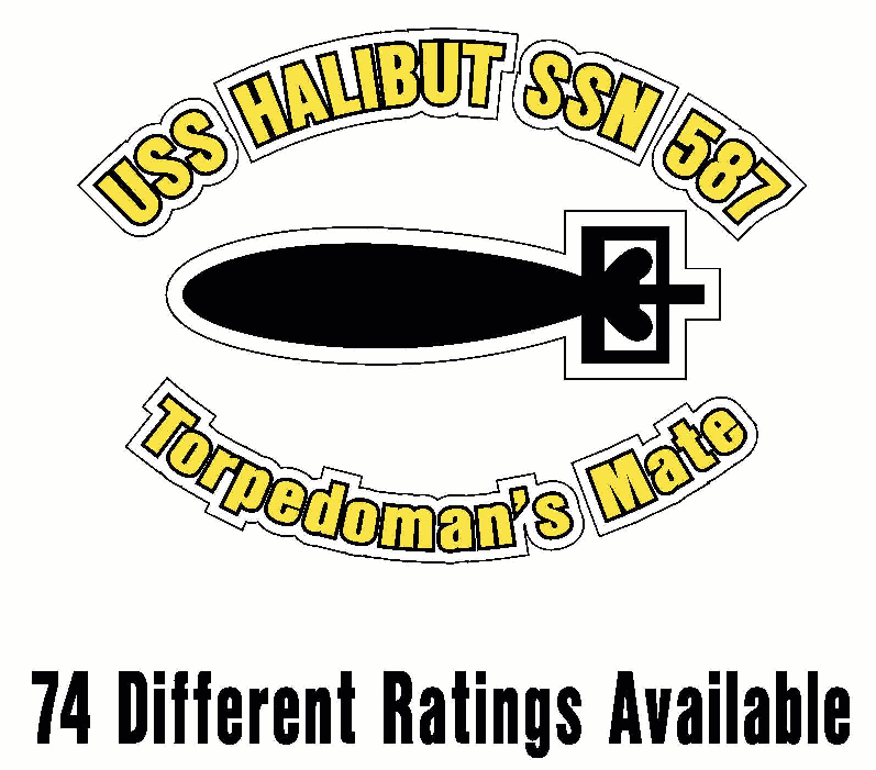USS HALIBUT SSN 587 Rating Decal 16.5" x 11.5" Car Truck RV Military U