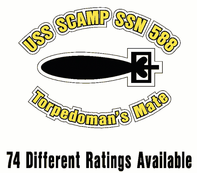 USS SCAMP SSN 588 Rating Decal 11.75" x 8.3" Car Truck RV Military USN