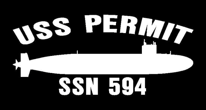 USS PERMIT SSN 594 Vinyl Silhouette Decal 4.75" x 11.5" Car Truck RV M