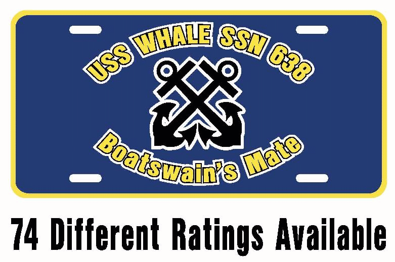 USS WHALE SSN 638 Aluminum Rating License Plate Military USN Car Truck