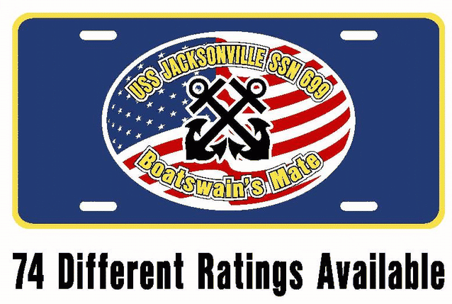 USS JACKSONVILLE SSN 699 Aluminum Rating License Plate U.S. Flag Milit