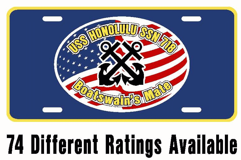 USS HONOLULU SSN 718 Aluminum Rating License Plate U.S. Flag Military