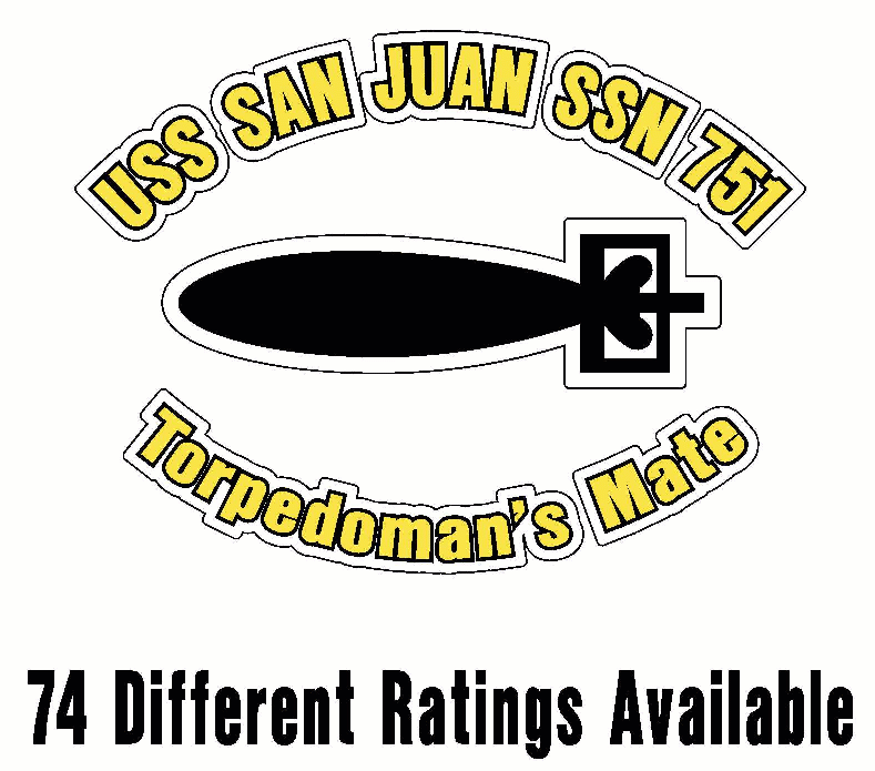 USS SAN JUAN SSN 751 Rating Decal 8.1" x 5.75 Car Truck RV Military US
