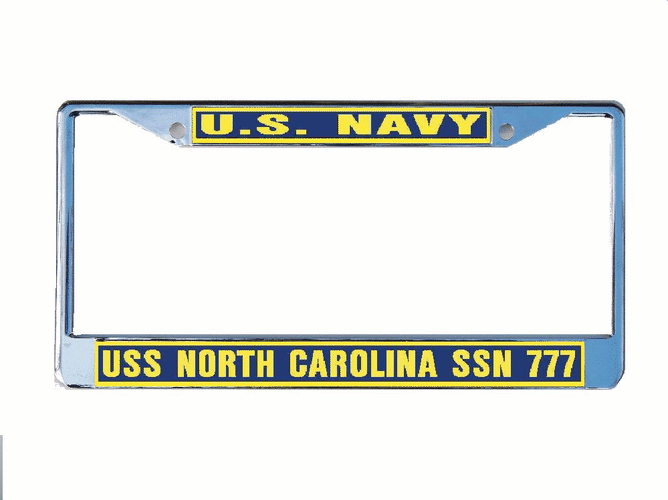 USS NORTH CAROLINA SSN 777 License Plate Frame Metal or Plastic Milita