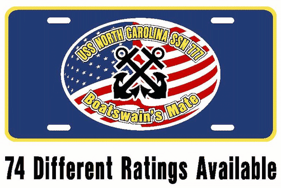 USS NORTH CAROLINA SSN 777 Aluminum Rating License Plate U.S. Flag Mil