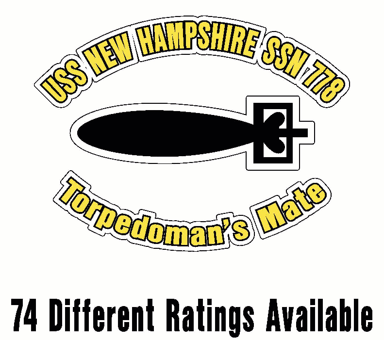 USS NEW HAMPSHIRE SSN 778 Rating Decal 11.75" x 8.3" Car Truck RV Mili