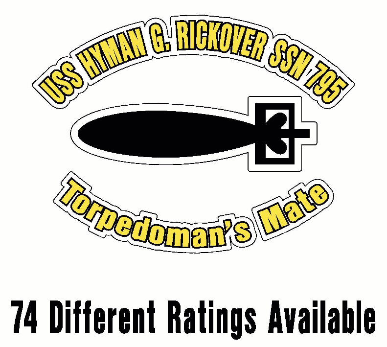 USS HYMAN G. RICKOVER SSN 795 Rating Decal 11.75" x 8.3" Car Truck RV