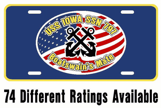 USS IOWA SSN 797 Aluminum Rating License Plate U.S. Flag Military USN
