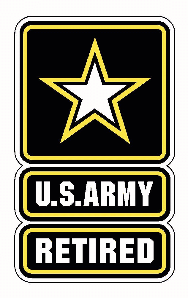 U.S. ARMY RETIRED Logo Vinyl Decal 6" X 9.5" Car Truck RV Military USA