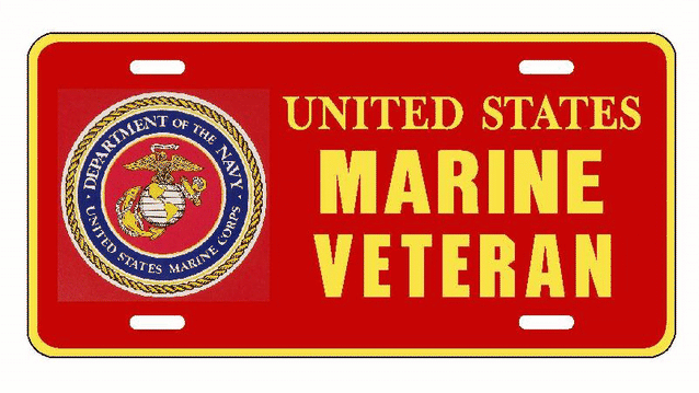 UNITED STATES MARINE VETERAN Aluminum License Plate Military USMC Car