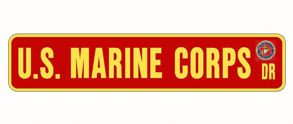 U.S. MARINE CORPS Aluminum Street Sign Red / Yellow 6" x 30" Military